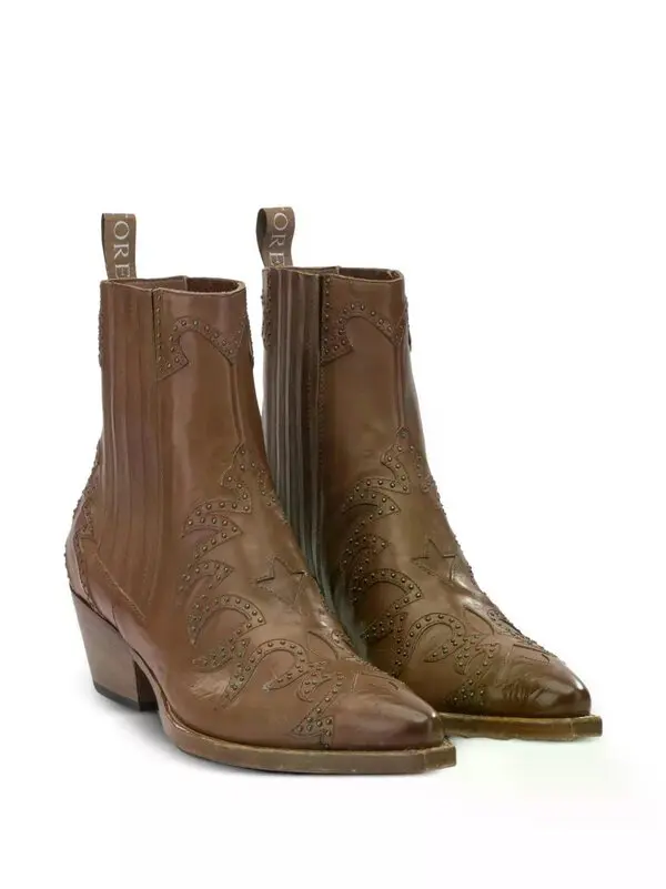 Sartore Studded Leather Boots - Brown
