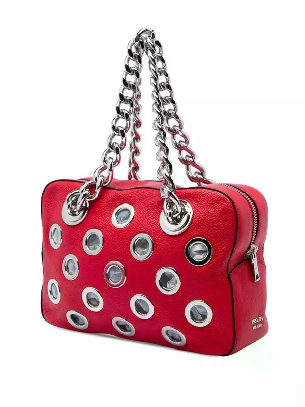 Prada 2010-2026 Vitello Daino Grommet Chain Shoulder Bag