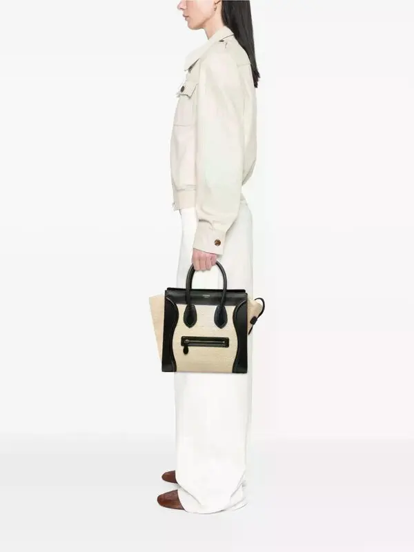 Celine 2014 Mini Bicolor Canvas And Leather Luggage Tote Bag