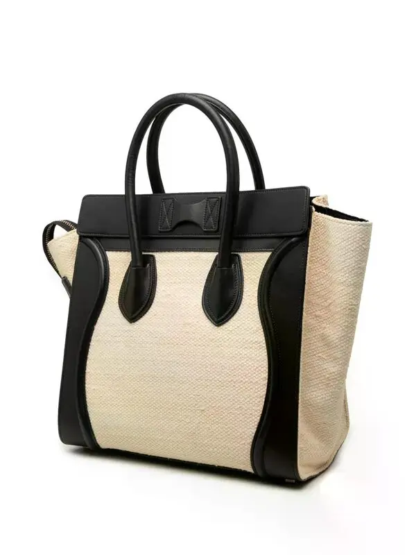 Celine 2014 Mini Bicolor Canvas And Leather Luggage Tote Bag
