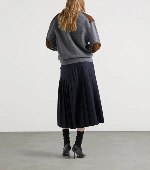 Prada Wool Suede-trim V-neck Cardigan