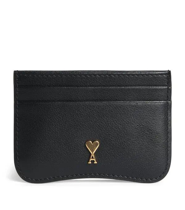 AMI Paris Grained Leather Paris Card Holder
