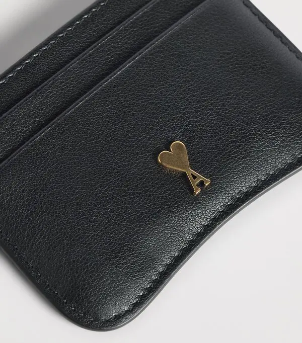 AMI Paris Grained Leather Paris Card Holder