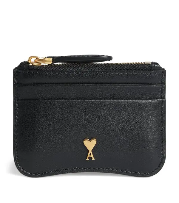 AMI Paris Leather Paris Zipped Card Holder