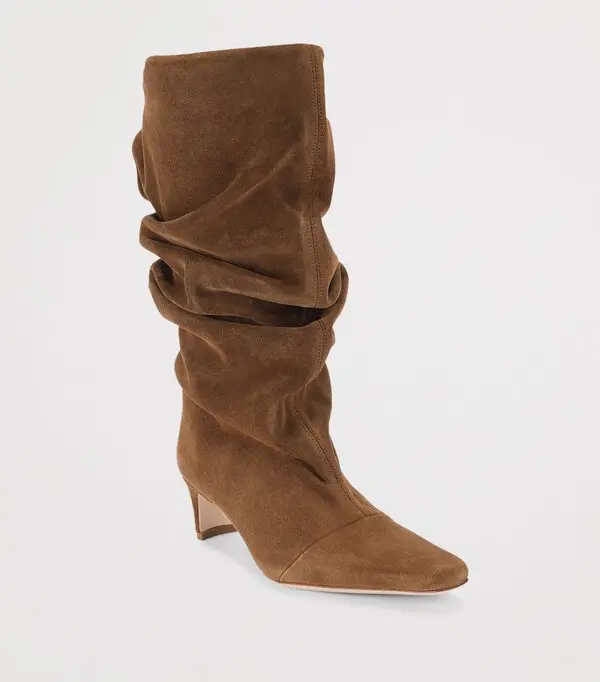 Staud Suede Wally Slouch Heeled Boots 55 - Brown