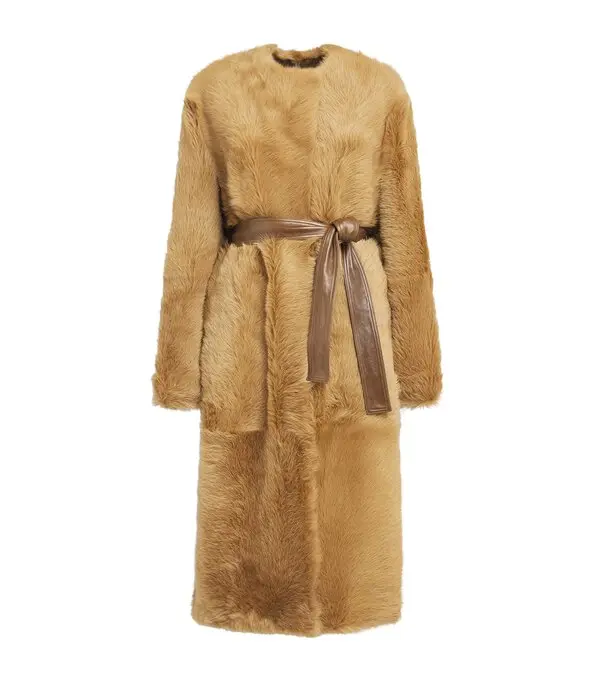 FFORME Reversible Camel Shearling-leather Coat