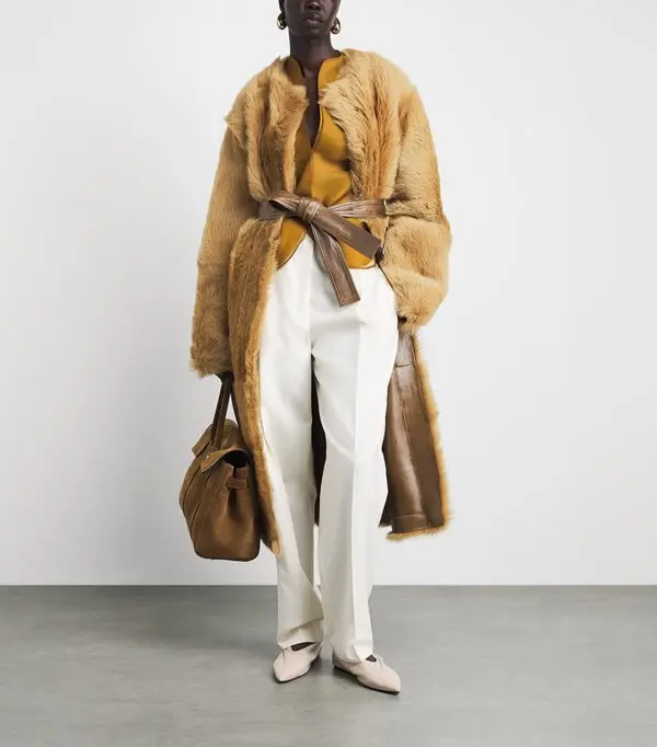 FFORME Reversible Camel Shearling-leather Coat