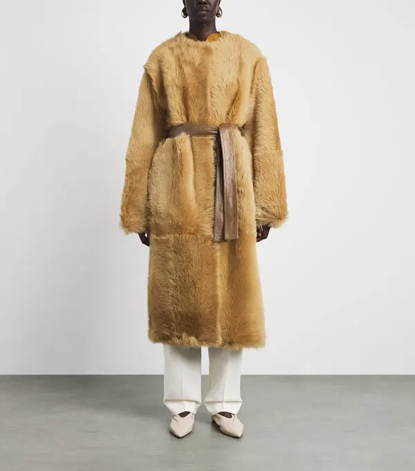 FFORME Reversible Camel Shearling-leather Coat