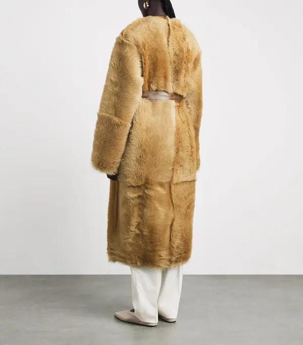 FFORME Reversible Camel Shearling-leather Coat