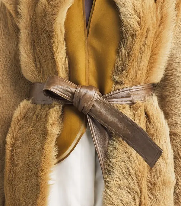 FFORME Reversible Camel Shearling-leather Coat