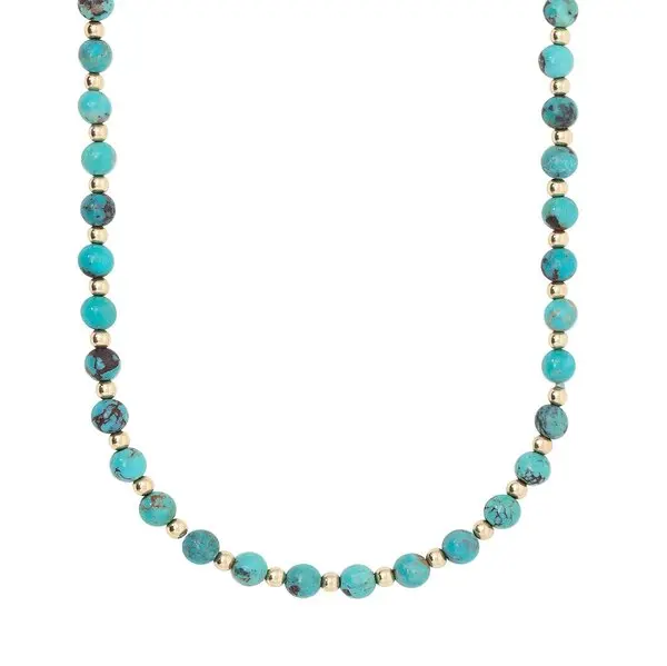 BECKET + QUILL Turquoise & Gold Bead Necklace