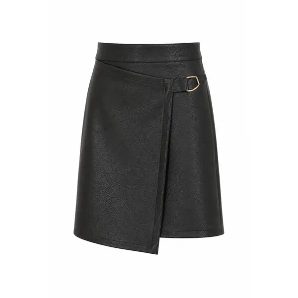 YUMI Faux Leather Wrap Skirt