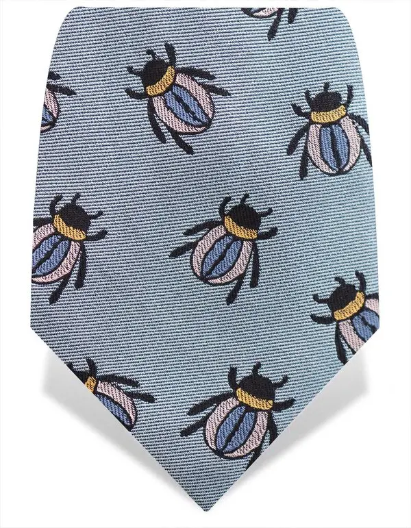 GRESHAM BLAKE Beetles Silk Tie - Blue
