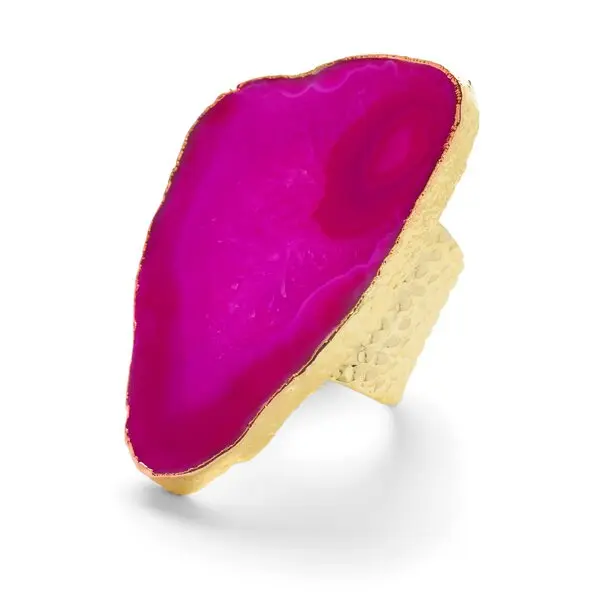 YAA YAA LONDON Ultra Mega Fuchsia Gemstone Gold Statet Ring