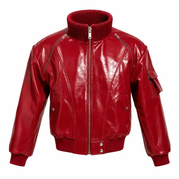 ZASTASTUDIO Cherry Pop Bomber Leather Jacket