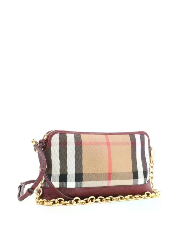 Burberry Abingdon Convertible House Check Canvas Small Clutch Bag