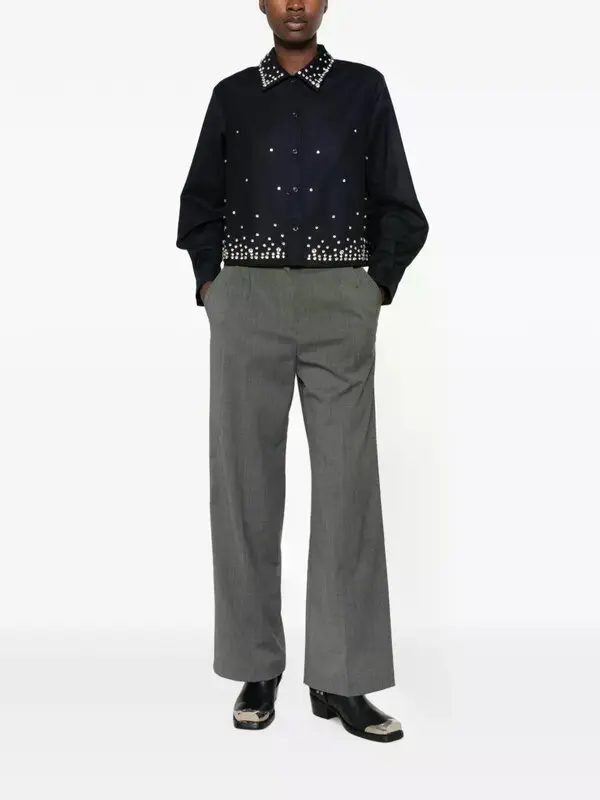 Maje Crystal-embellished Cropped Shirt