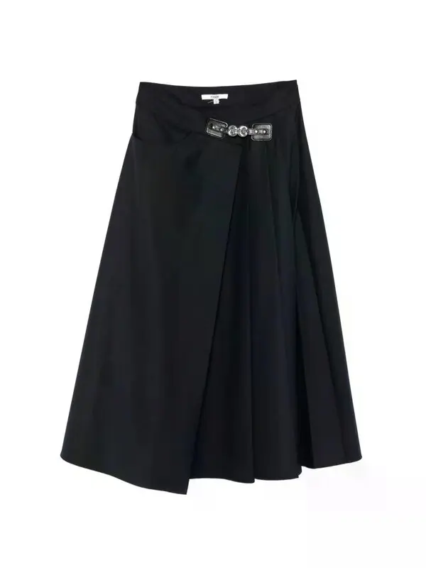 Maje Jarmand Pleated-design Buckle-detail Midi Skirt - Blue