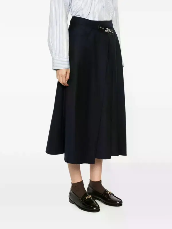 Maje Jarmand Pleated-design Buckle-detail Midi Skirt - Blue