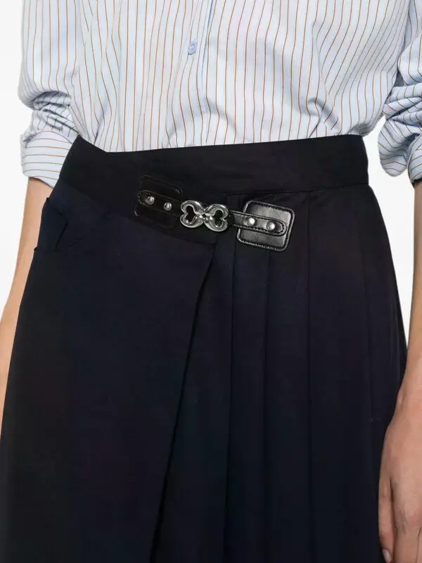 Maje Jarmand Pleated-design Buckle-detail Midi Skirt - Blue