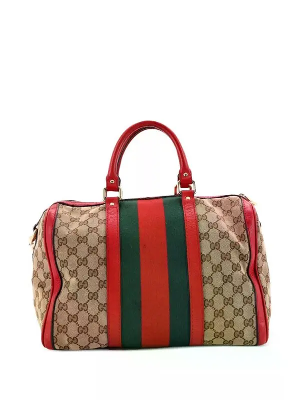 Gucci Vintage Web Boston Bag Gg Canvas Medium Satchel - Brown