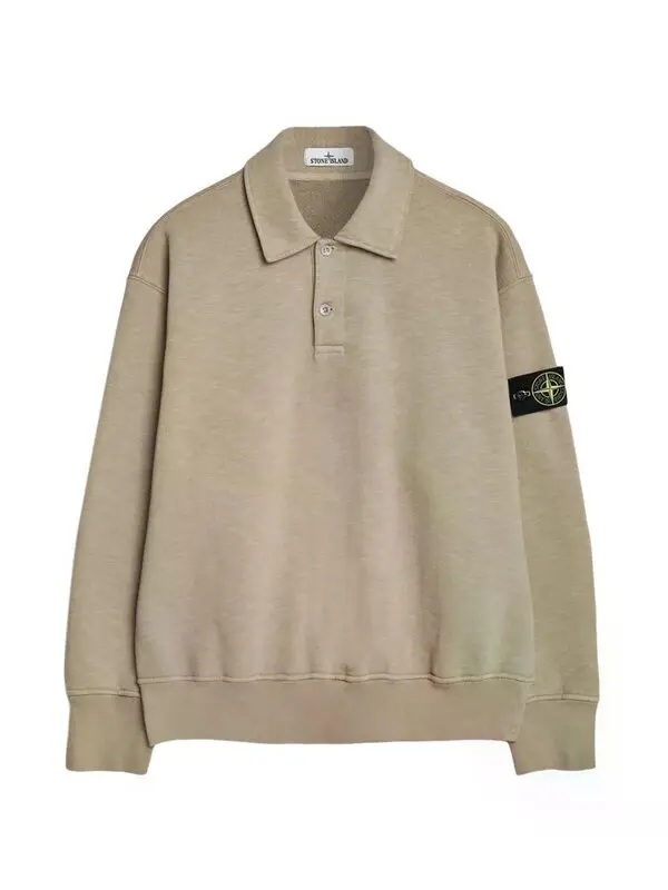 Stone Island Logo-patch Long-sleeve Polo Shirt