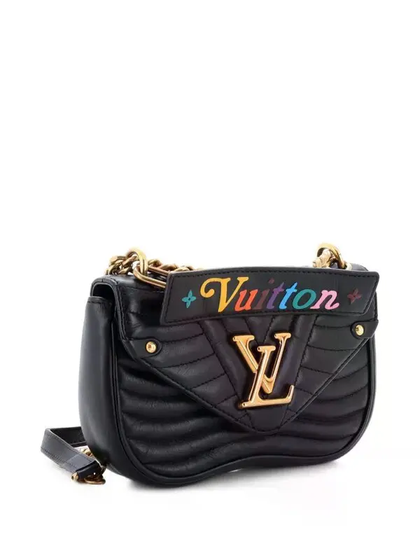 LOUIS VUITTON New Wave Chain Bag Quilted Leather Pm Shoulder Bag - Black