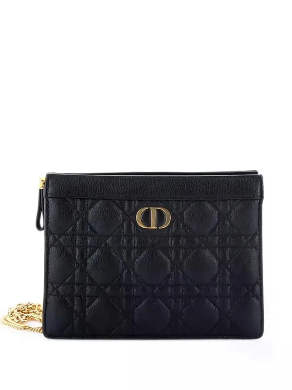 Dior Caro Clutch With Chain Cannage Quilt Calfskin Small Crossbody Bag - Black