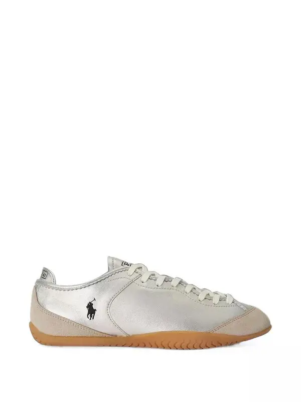 Polo Ralph Lauren Logo-embroidered Metallic Sneakers - Silver