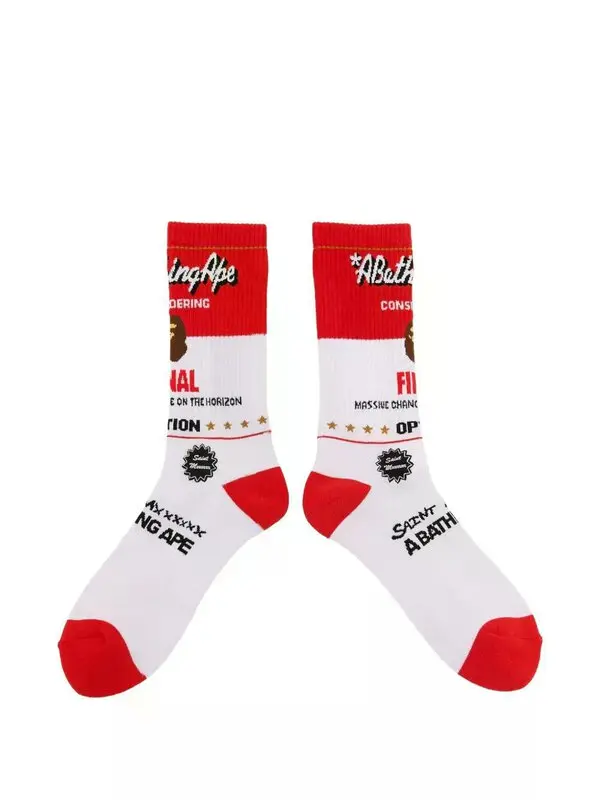 SAINT MXXXXXX X Bape Logo-print Socks