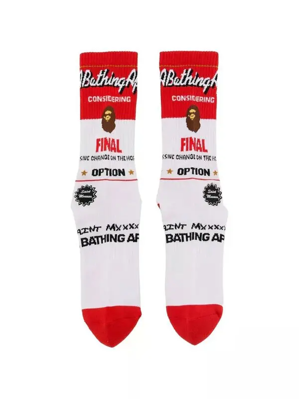SAINT MXXXXXX X Bape Logo-print Socks