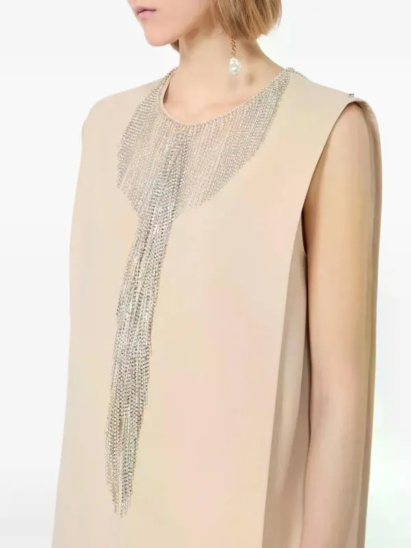 Sportmax Festoso Rhinestone-fringe Mini Dress - Neutrals
