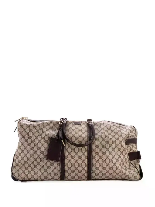 Gucci Rolling Duffle Bag Gg Coated Canvas Large Travel Bag - Brown