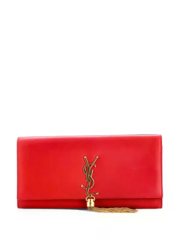 Saint Laurent Classic Monogram Tassel Leather Long Clutch Bag