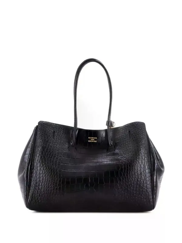 Balenciaga Bel Air Carry All Bag Crocodile Embossed Leather Medium Tote Bag