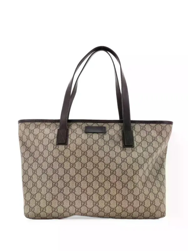 Gucci Plus Gg Coated Canvas With Leather Medium Tote Bag