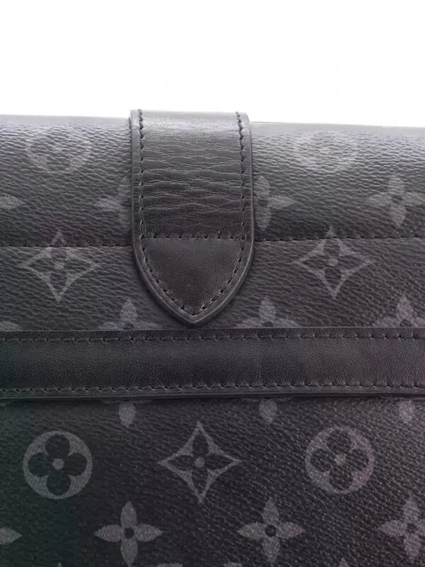 LOUIS VUITTON Saumur Messenger Bag Monogram Eclipse And Leather Crossbody Bag