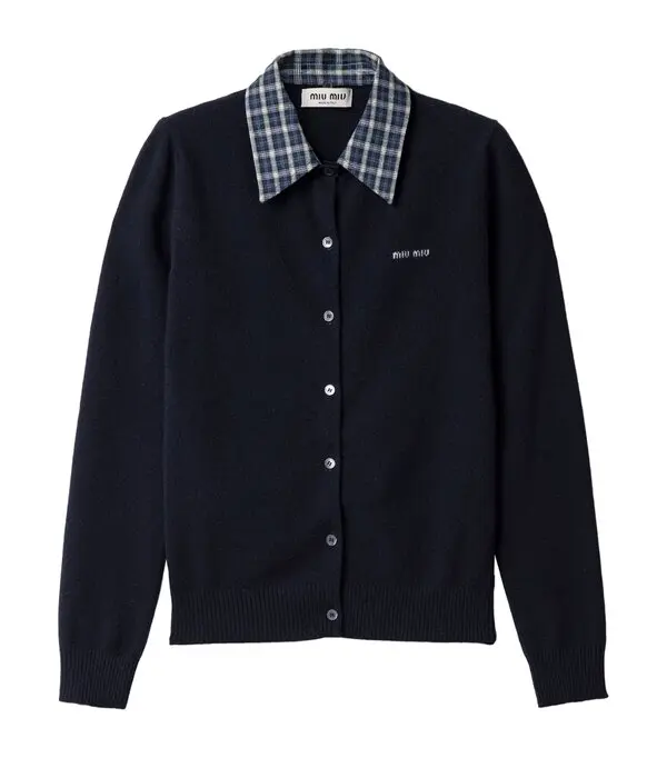 Miu Miu Cashmere Check-collar Cardigan