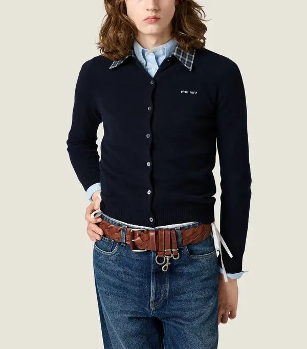Miu Miu Cashmere Check-collar Cardigan
