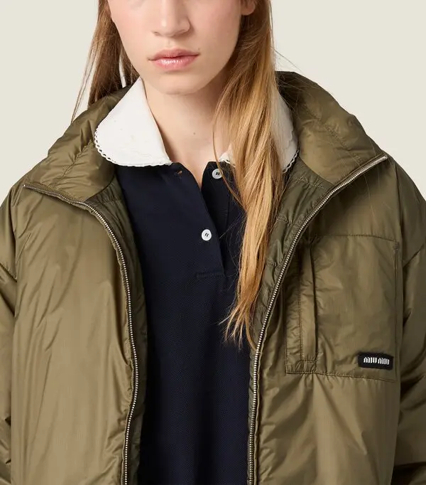 Miu Miu Ripstop Funnel-neck Puffer Jacket - Green