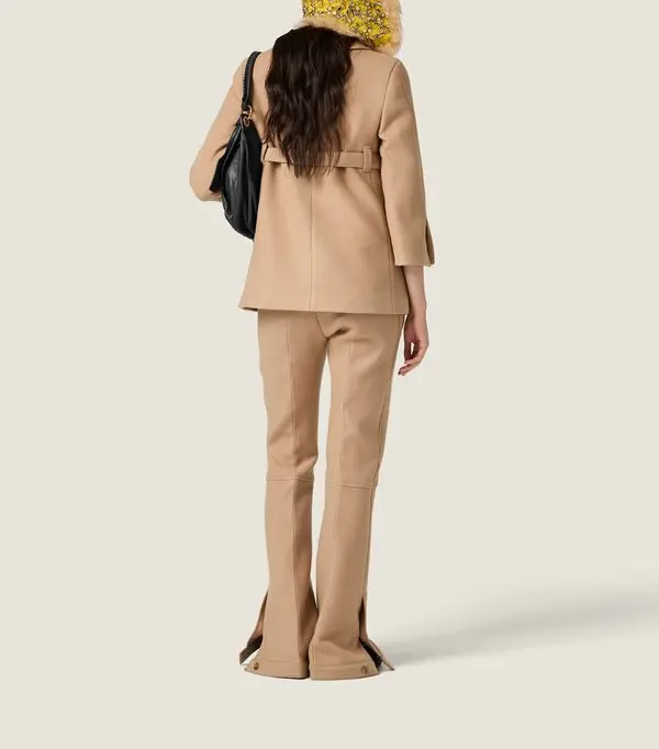 Miu Miu Wool Waxed Flare Trousers