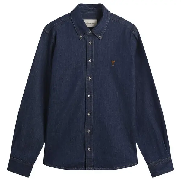 AMI Paris Contrasted Denim De Coeur Shirt