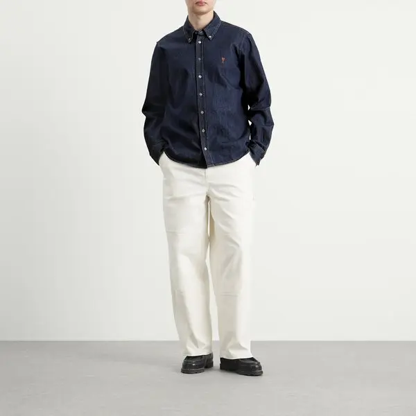 AMI Paris Contrasted Denim De Coeur Shirt