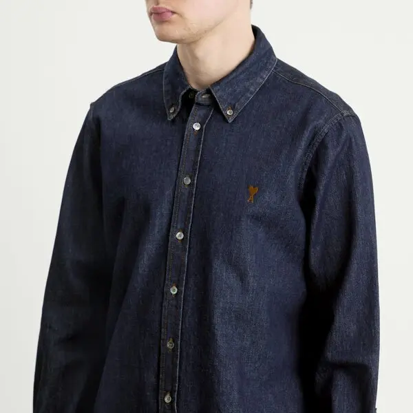 AMI Paris Contrasted Denim De Coeur Shirt