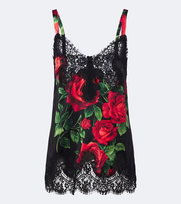 Dolce & Gabbana Floral Silk And Cotton-blend Camisole