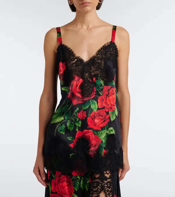 Dolce & Gabbana Floral Silk And Cotton-blend Camisole