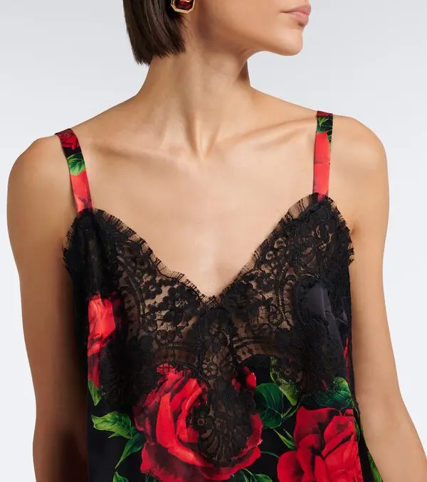 Dolce & Gabbana Floral Silk And Cotton-blend Camisole