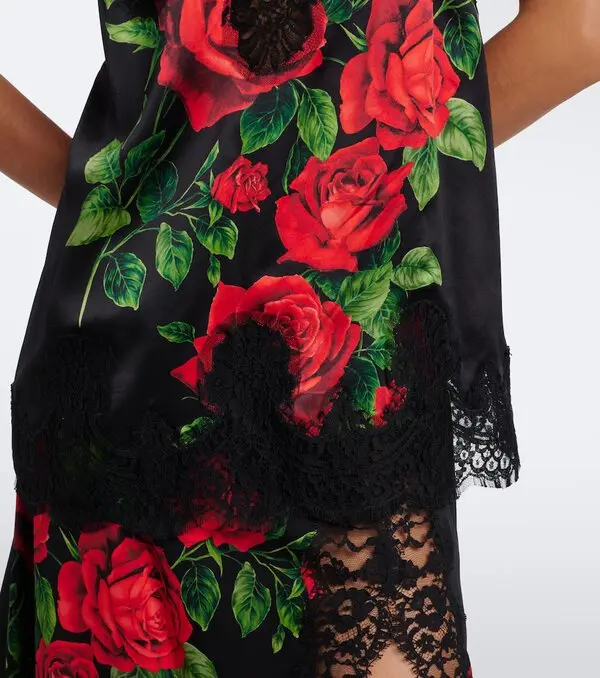 Dolce & Gabbana Floral Silk And Cotton-blend Camisole