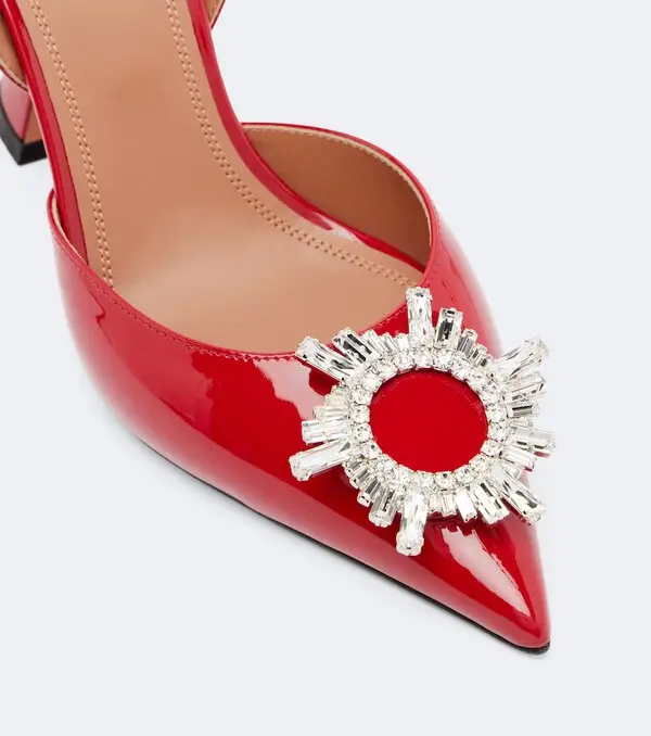 Amina Muaddi Begum Embellished Leather Slingback Pumps