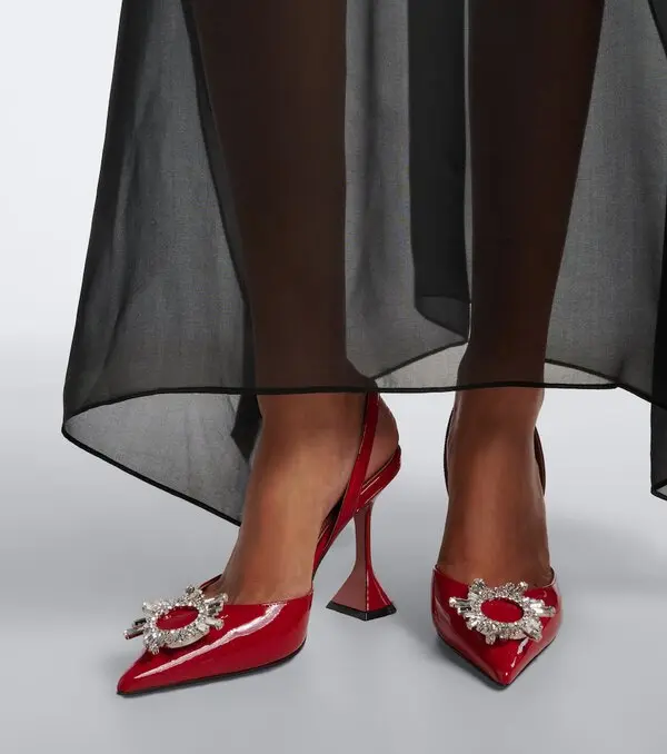 Amina Muaddi Begum Embellished Leather Slingback Pumps